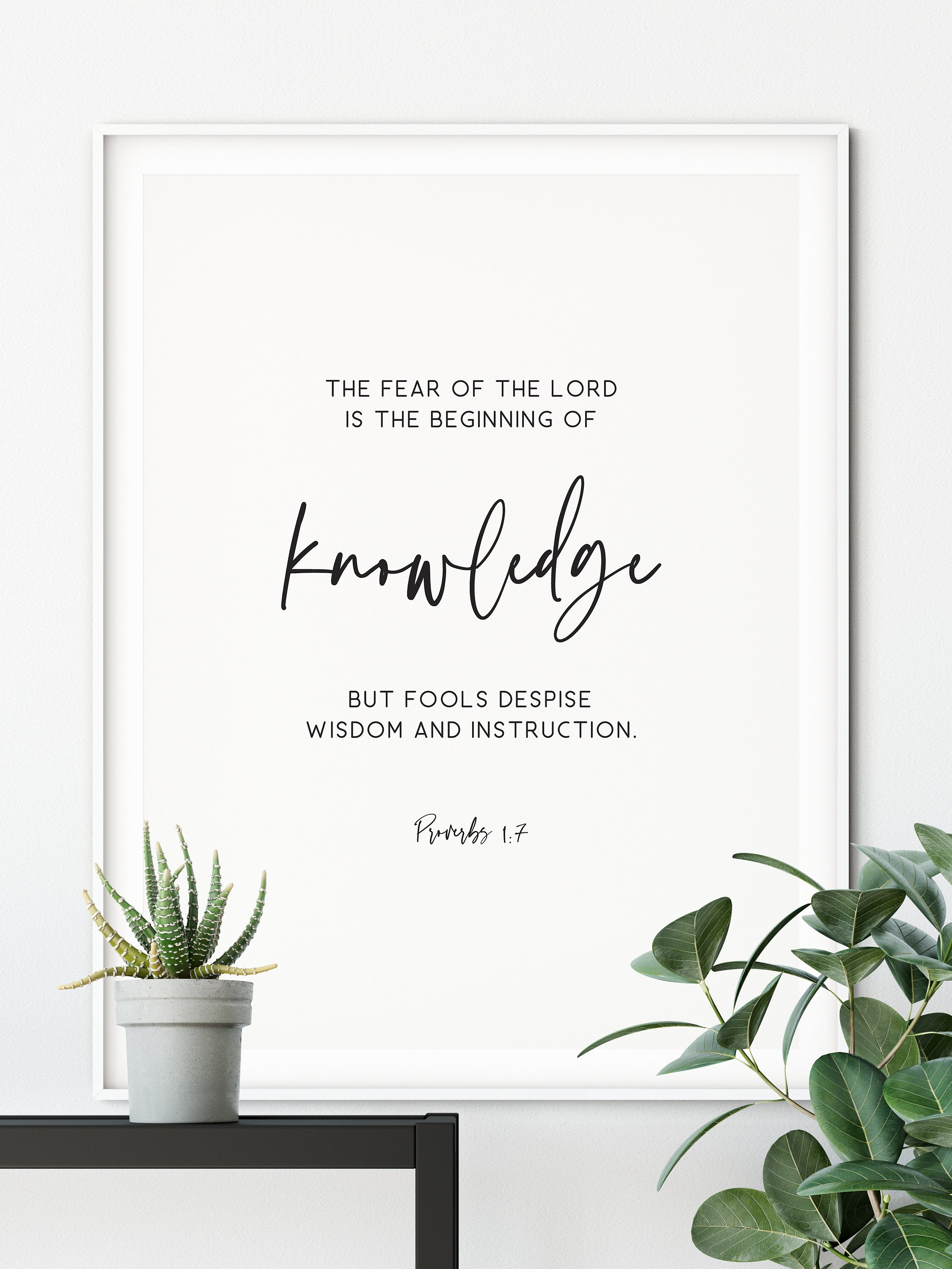 Proverbs 1:7 Bible Verse Wall Art Printable Christian Wall - Etsy