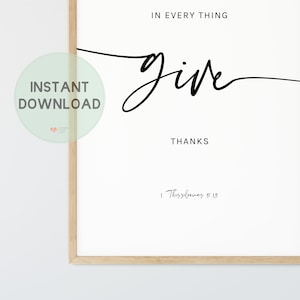 Give Thanks Bible Verse Wall Art Set of 2, Modern Scripture Quote ...