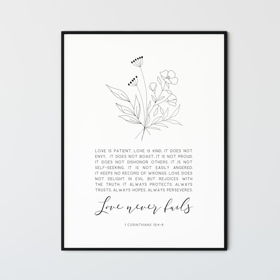 1 Corinthians 13:4-8 Love is Patient Love is Kind Love Never - Etsy