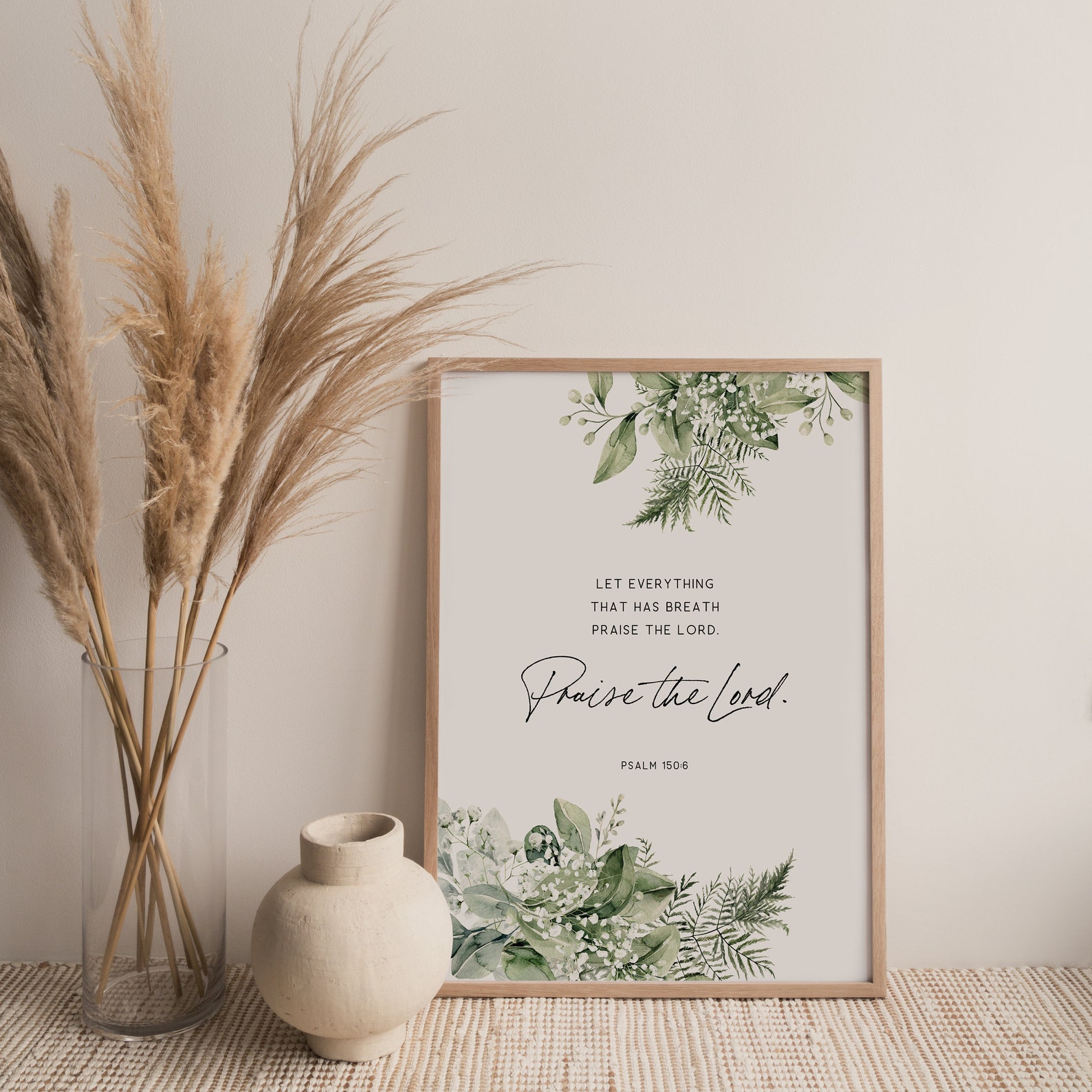 Psalm 150:6 Bible Verse Wall Art Scripture Print Botanical Christian ...