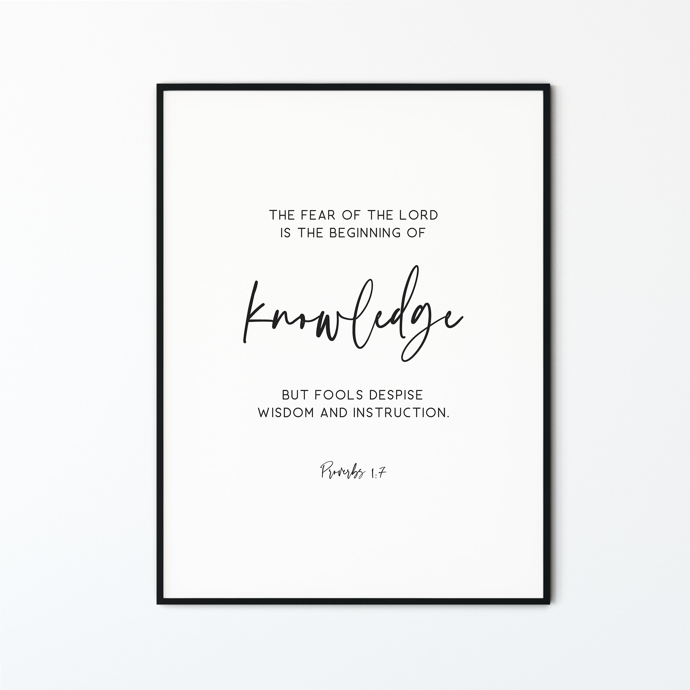 Proverbs 1:7 Bible Verse Wall Art Printable Christian Wall | Etsy