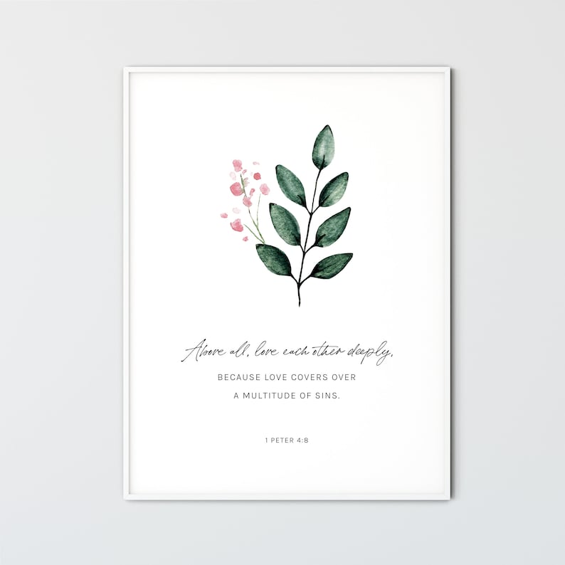1 Peter 4:7-8 Bible Verse Wall Art Set of 2 Prints Scripture Printable ...