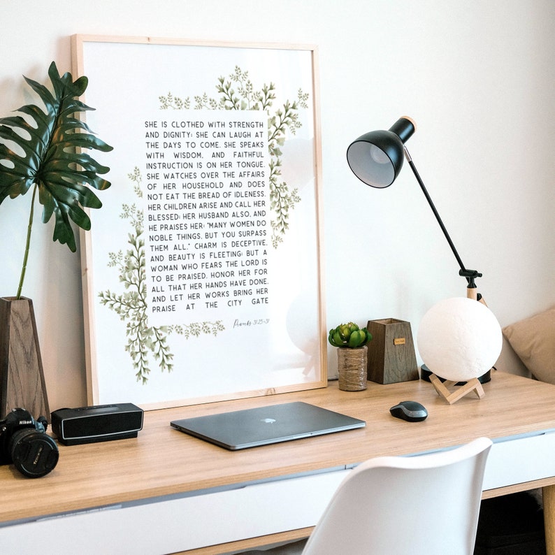 Proverbs 31:25-31, Bible Verse Wall Art Christian Mother's Day Gift ...