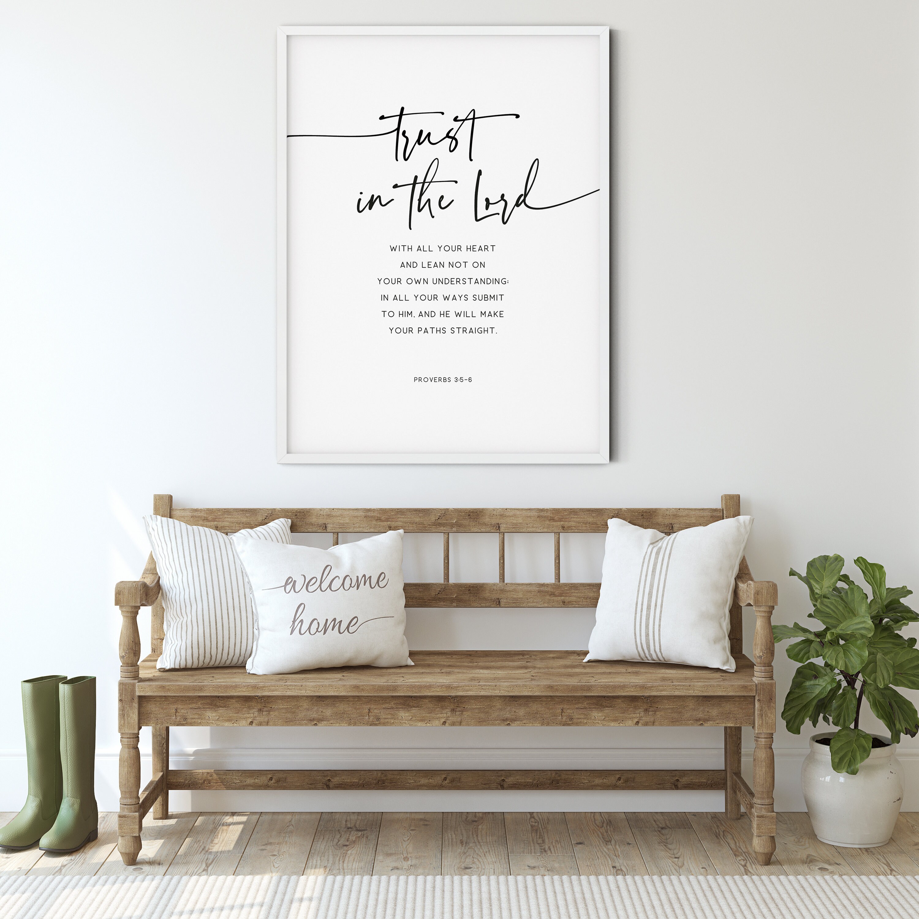Proverbs 3:5-6 Bible Verse Wall Art Scripture Prints Modern Minimalist ...