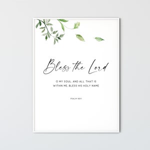 Psalm 103:1-2 Bible Verse Wall Art Set of 2 Prints, Printable Scripture ...