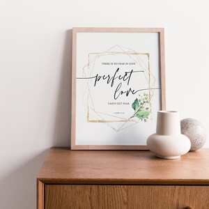 Bible Verse Wall Art, 1 John 4:18 Perfect Love, Bible Verse Print for ...