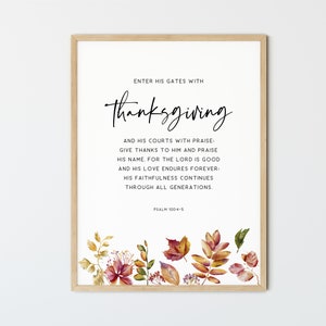 Psalm 100:4-5, Thanksgiving Bible Verse Fall Christian Wall Art Autumn ...