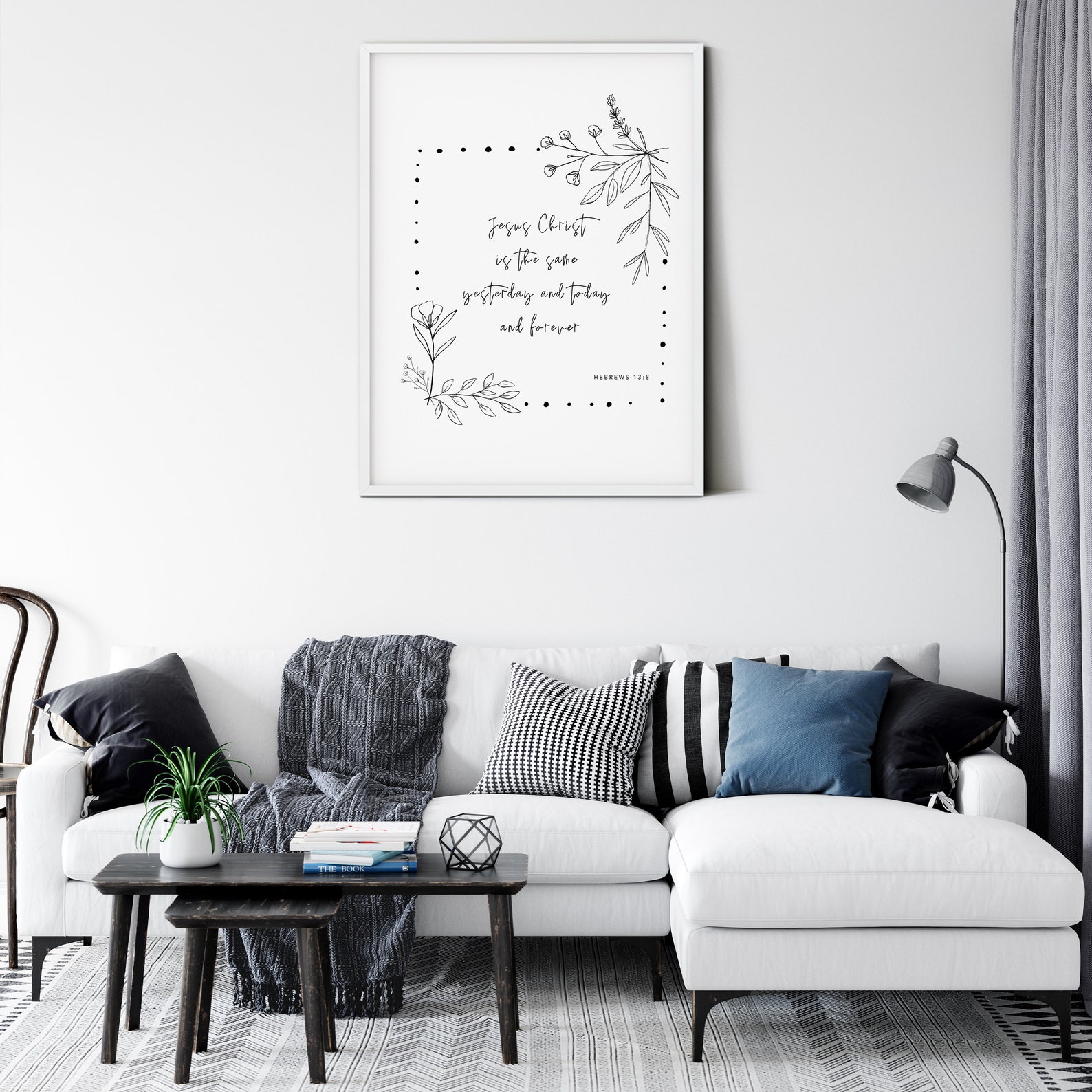 Hebrews 13:8 Printable Bible Verse Wall Art Modern | Etsy