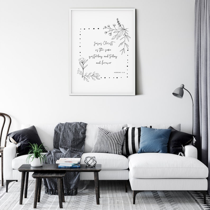 Hebrews 13:8, Printable Bible Verse Wall Art, Modern Minimalist ...