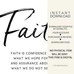 Hebrews 11:1 Faith Scripture Print, Bible Verse Quote Poster Wall Art ...
