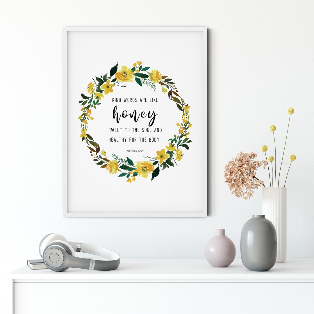 Proverbs 16:24 Bible Verse Wall Art Scripture Quote Print Wall Decor ...