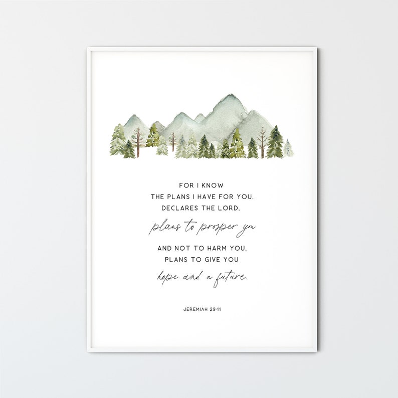 Jeremiah 29:11 Bible Verse Wall Art Printable Watercolor - Etsy