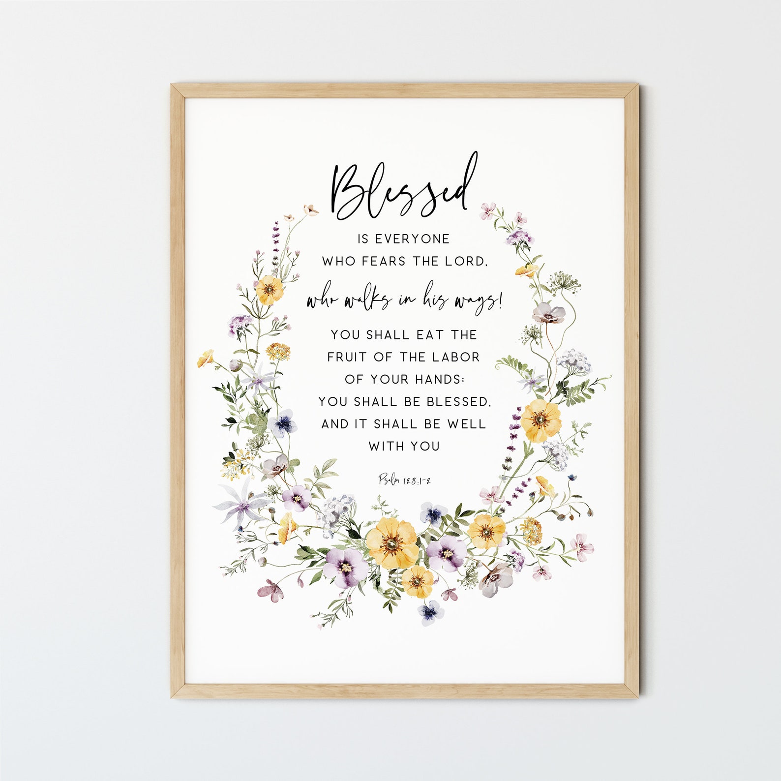 Psalm 128:1-2 Christian Printable Wall Art Scripture Print - Etsy