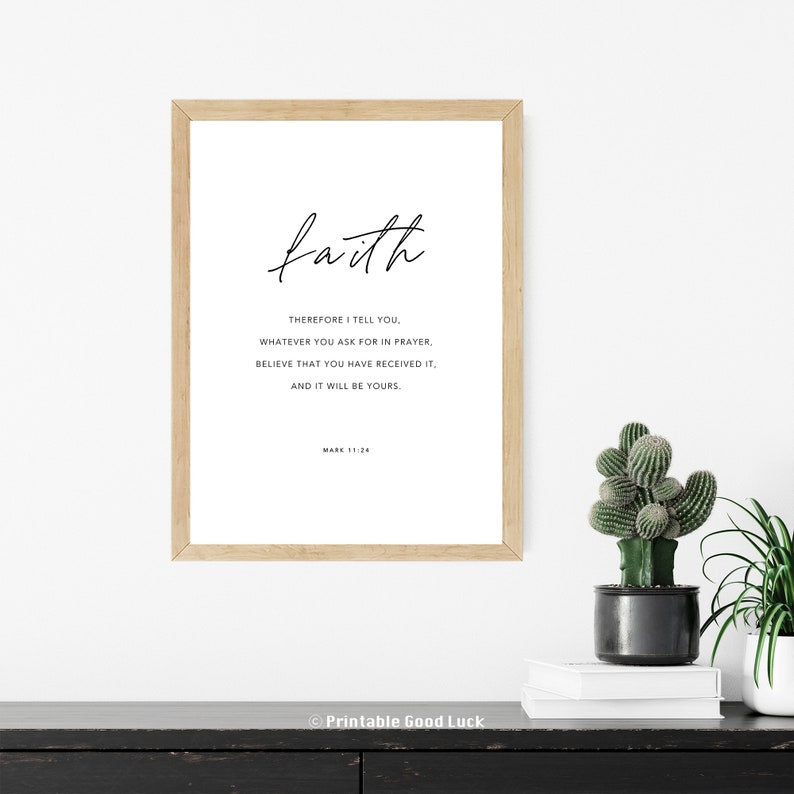 Mark 11:24 Minimal Bible Verse Wall Art Printable Wall Art Scripture ...