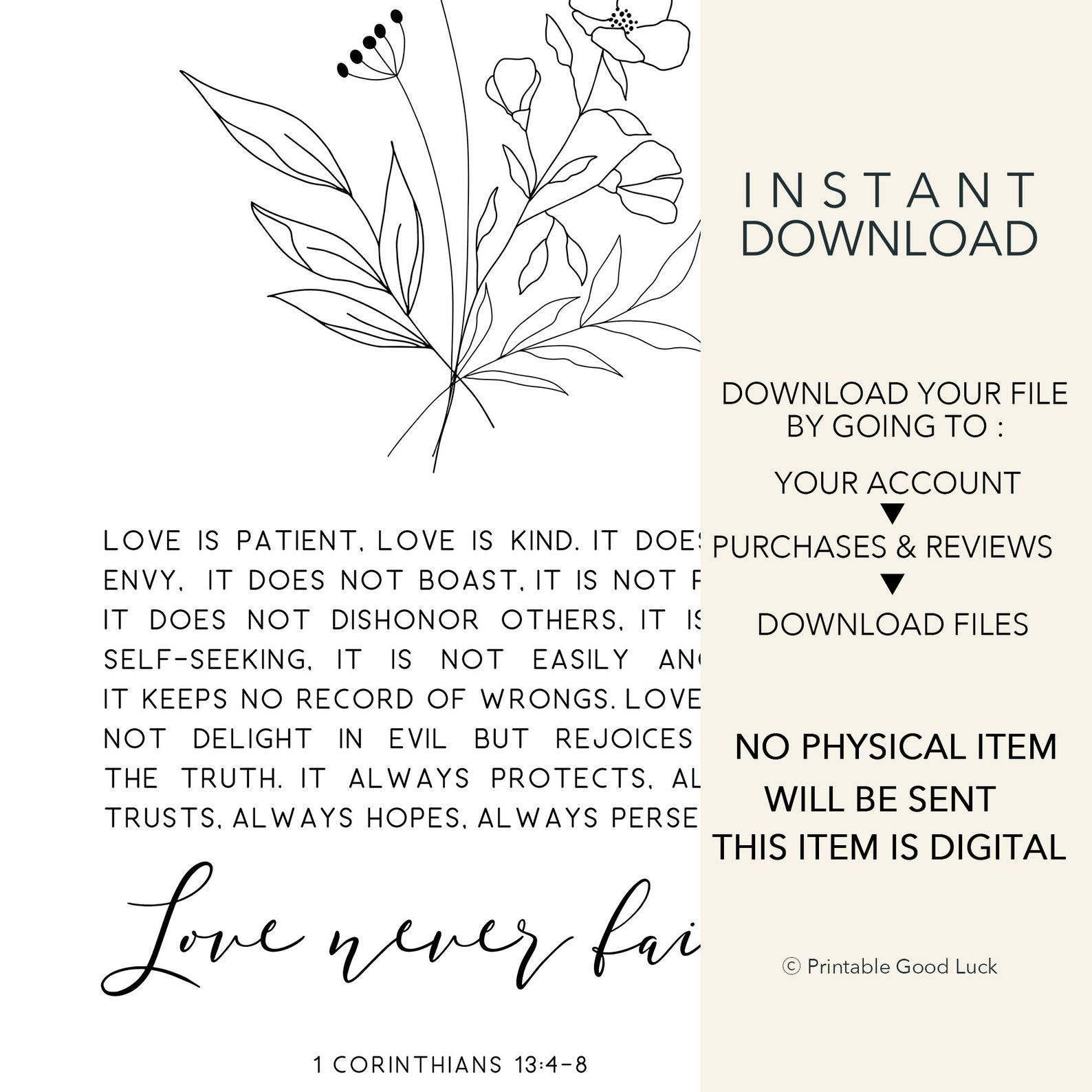 1 Corinthians 13:4-8 Love is Patient Love is Kind Love Never - Etsy
