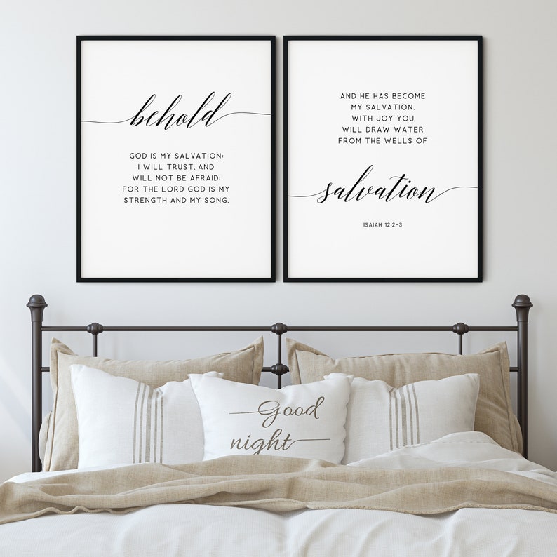 Isaiah 12:2-3 Bible Verse Wall Art Set of 2 Prints Modern - Etsy