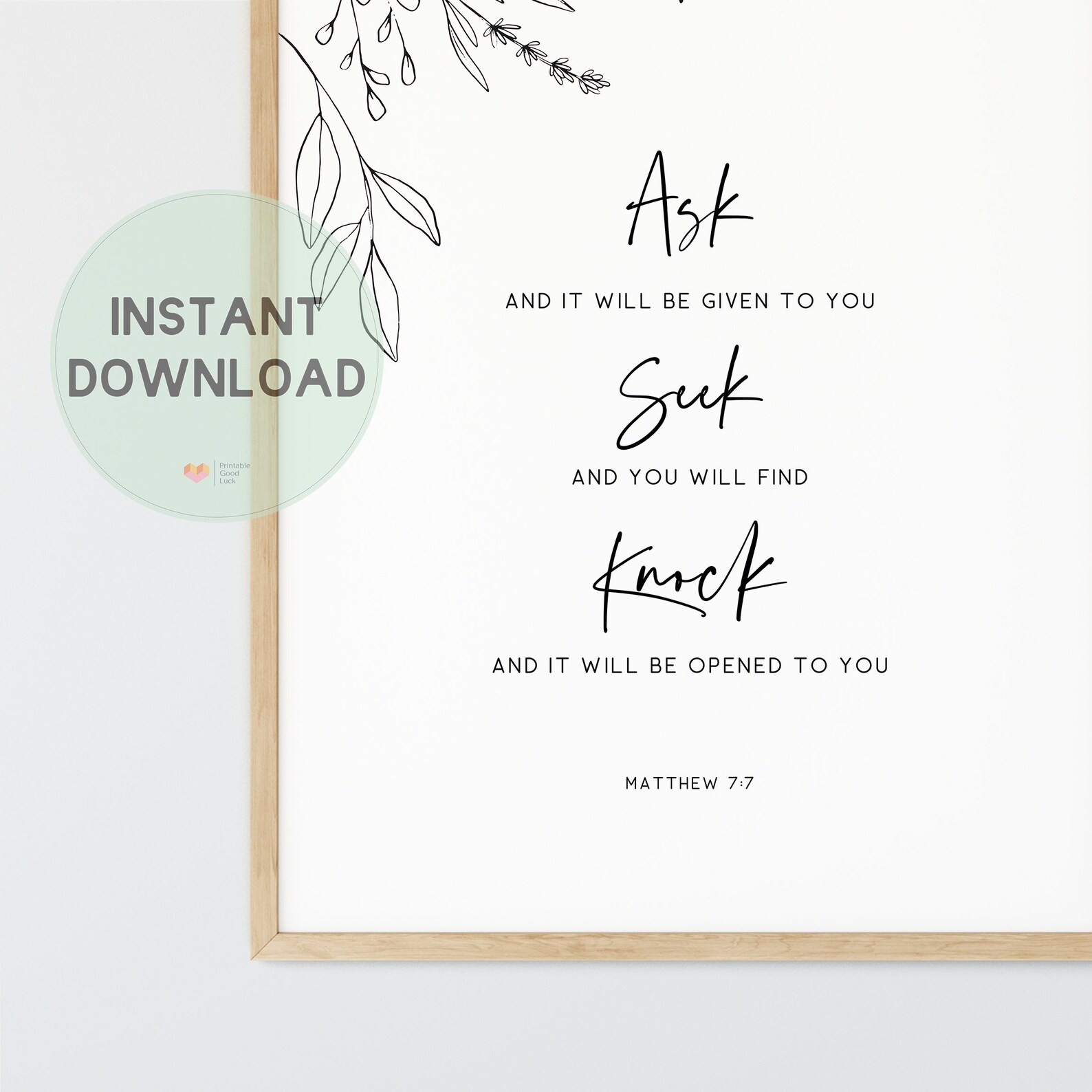 Inspirational Wall Art Scripture Wall Art Matthew 7:7 Bible - Etsy