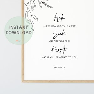 Inspirational Wall Art Scripture Wall Art Matthew 7:7 Bible Verse Wall ...