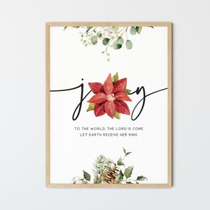 Joy to the World, Christmas Christian Printable Wall Art Watercolor ...