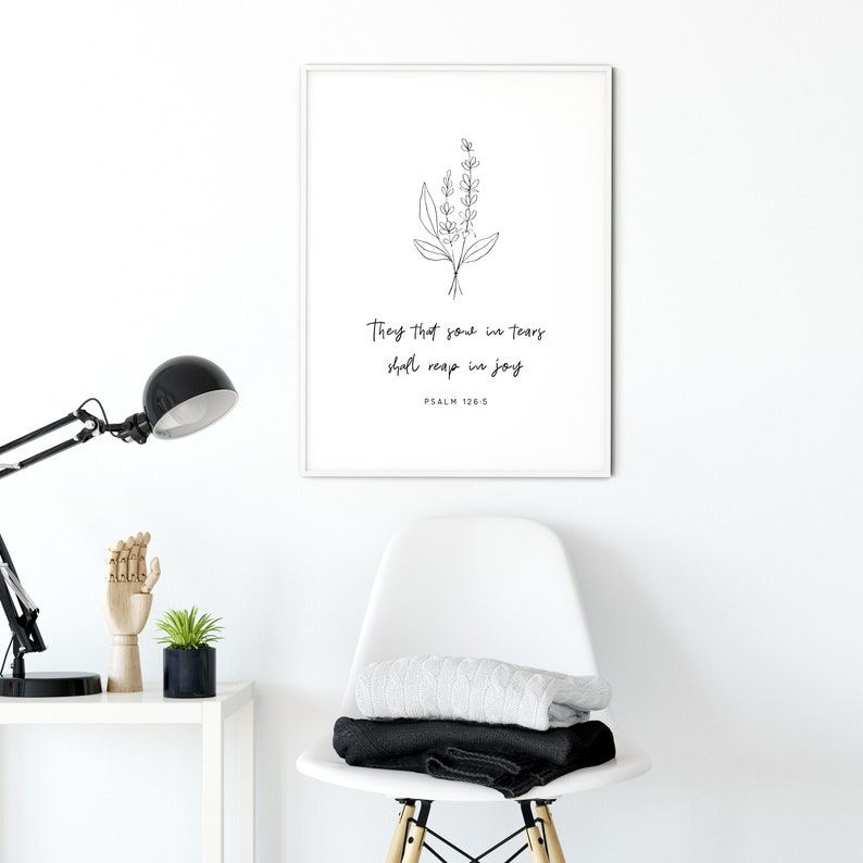 Psalm 126:5 KJV Bible Verse Wall Art Modern Minimal Christian | Etsy