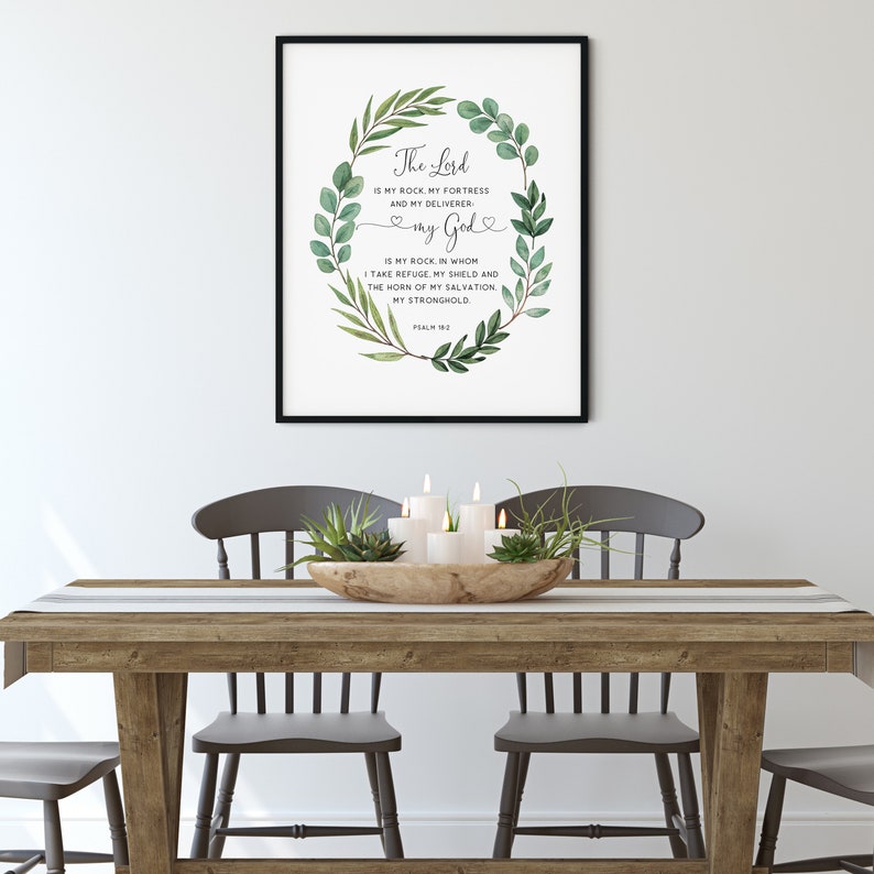 Psalm 18:2 Bible Verse Wall Art Scripture Watercolor Digital - Etsy