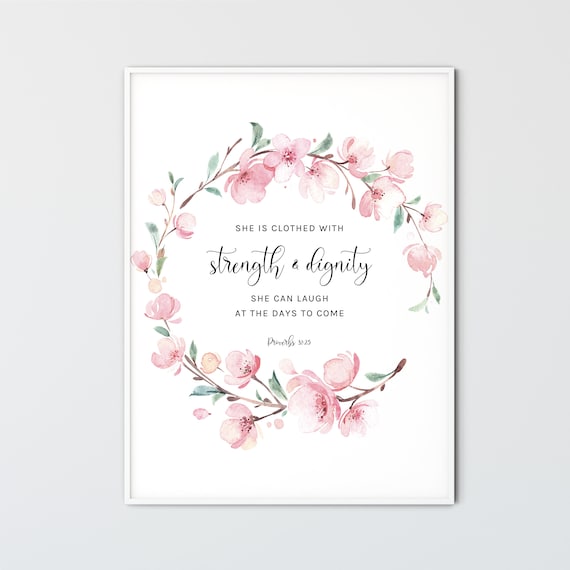 Proverbs 31:25 Bible Verse Wall Art Christian Wall Art Decor - Etsy