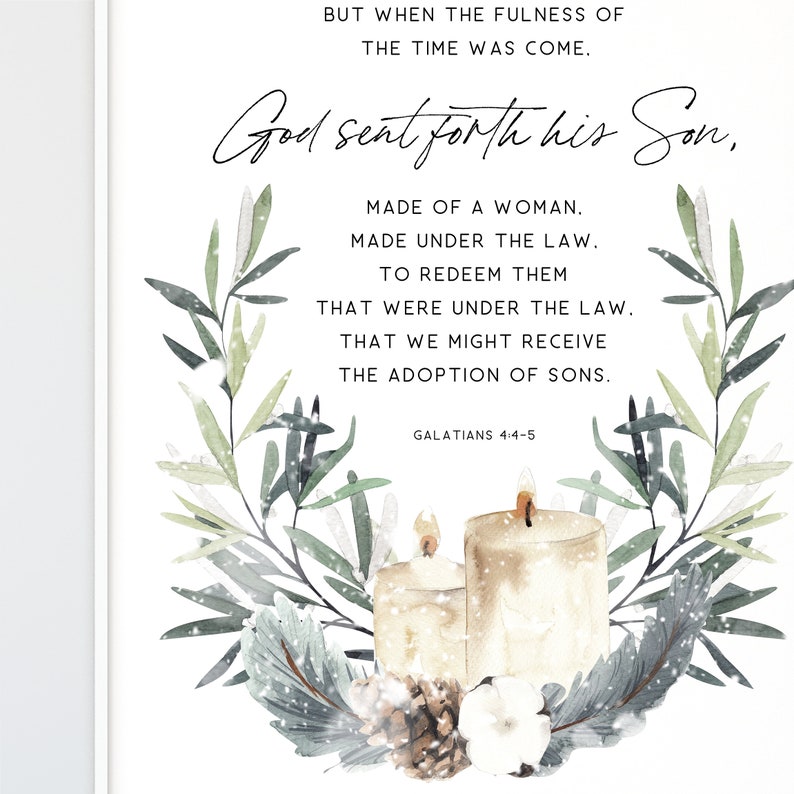 God Sent Forth His Son, Galatians 4:4-5 Christian Snow Christmas Bible ...