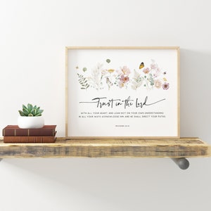 Trust in the Lord Proverbs 3:5-6, Horizontal Bible Verse Wall Art ...
