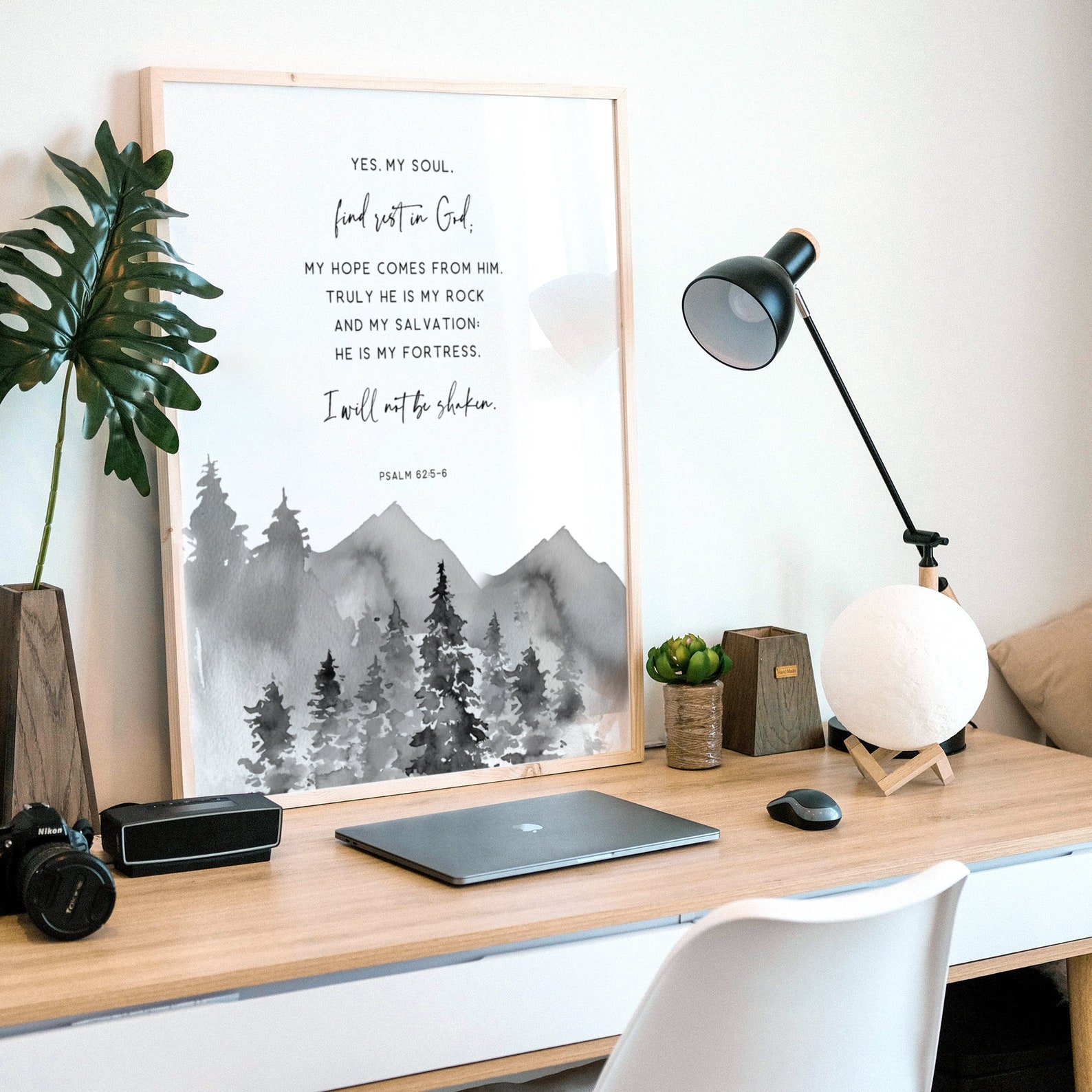 Psalm 62:5-6 My Soul Find Rest in God Bible Verse Wall Art Print Forest ...