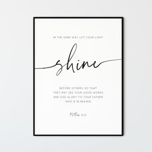 Let Your Light Shine, Bible Verse Wall Art Set of 2, Modern Scripture ...