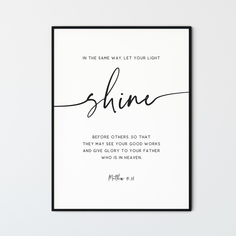 Let Your Light Shine Bible Verse Wall Art Set of 2 Modern - Etsy