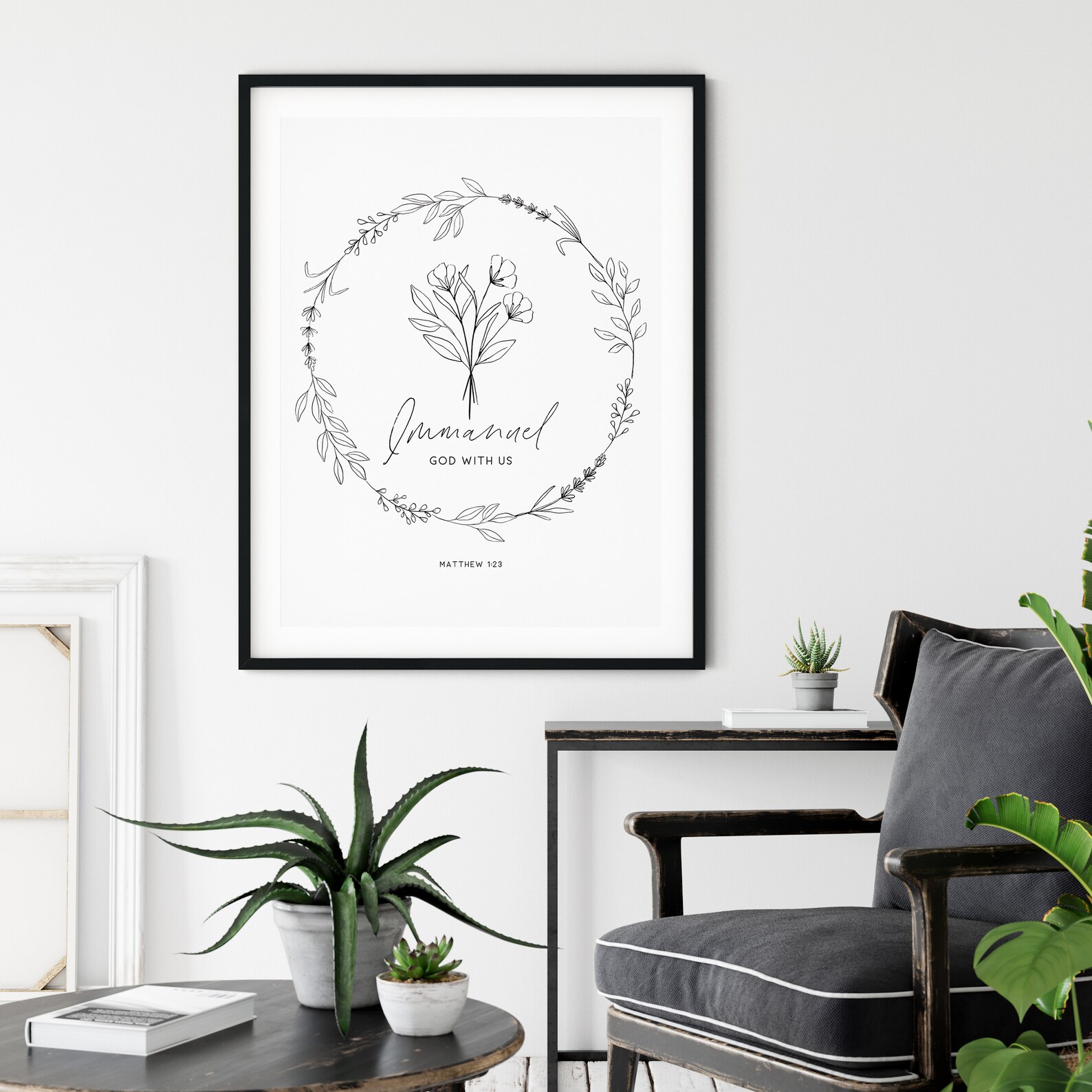 Immanuel God With Us, Matthew 1:23 Christmas Bible Verse Wall Art ...