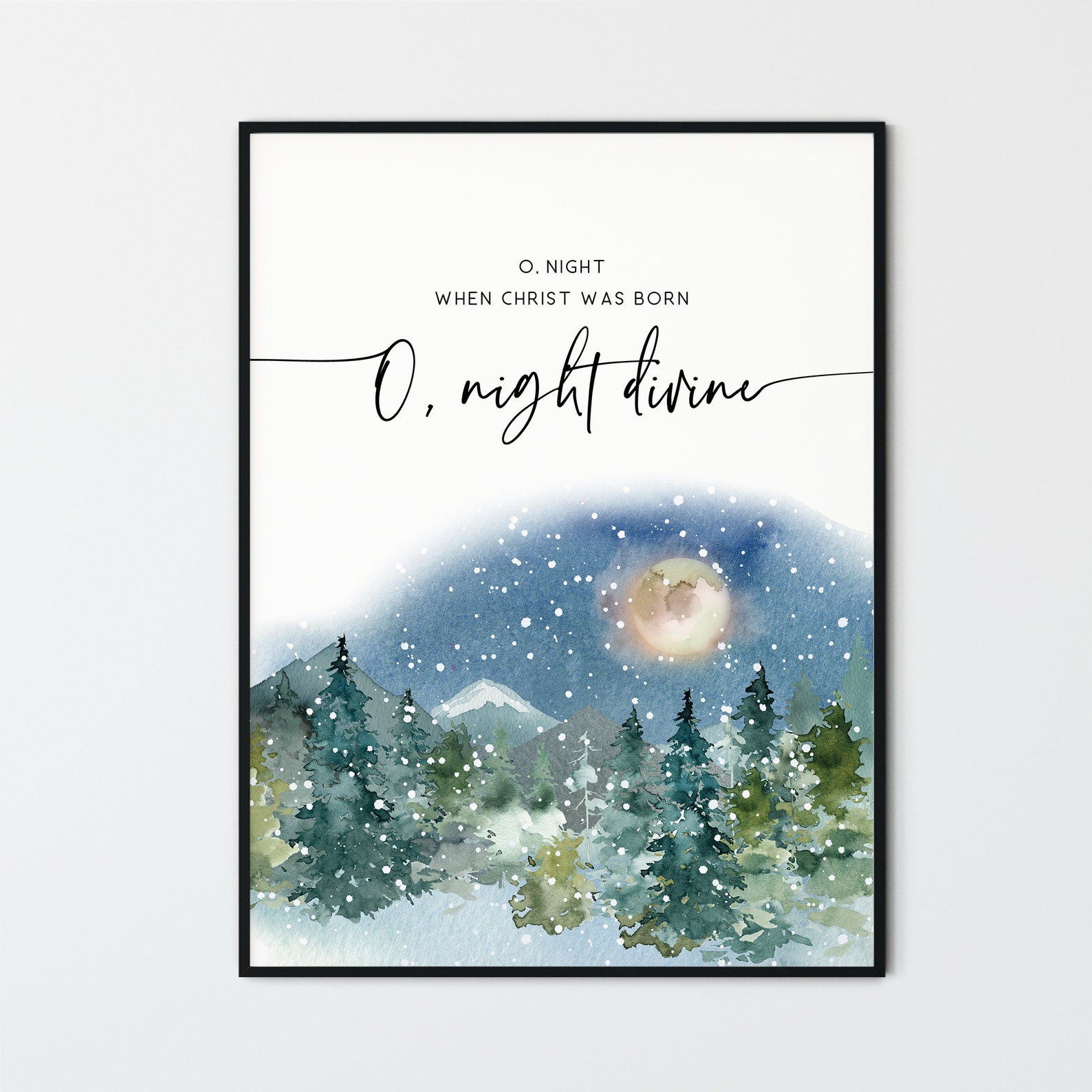 O Night Divine Christmas Printable Wall Art Christian Home Decor ...