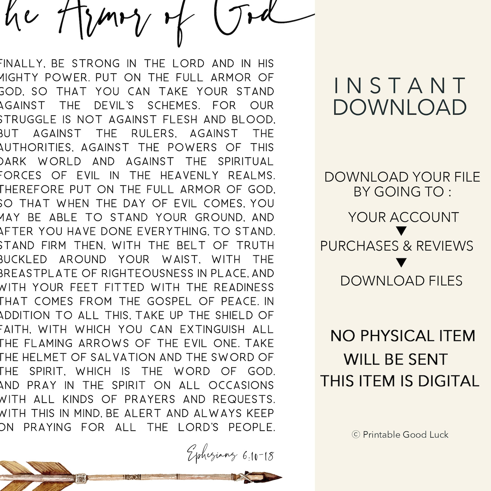 Ephesians 6:10-18 The Armor Of God Bible Verse Wall Art | Etsy