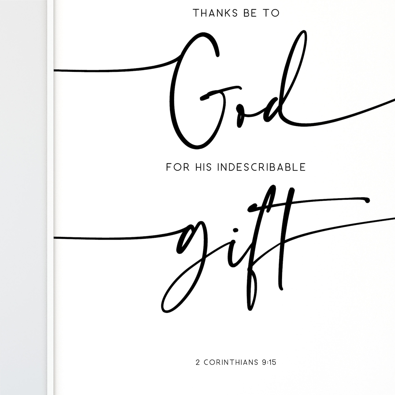 2 Corinthians 9:15 Christmas Bible Verse Wall Art Modern Scripture ...