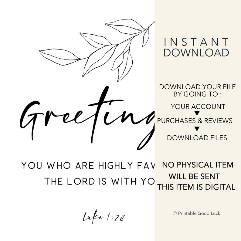 Luke 1:28 the Lord is With You Bible Verse Wall Art Digital - Etsy