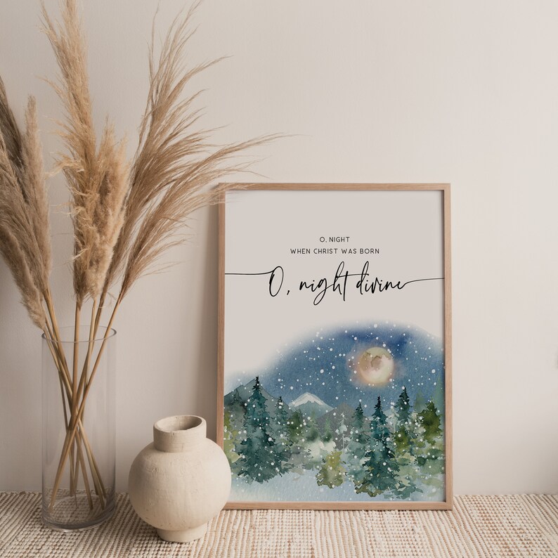 O Night Divine Christmas Printable Wall Art Christian Home Decor ...