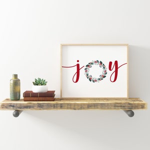Joy Christmas Horizontal Printable Wall Art, Christmas Digital Art ...