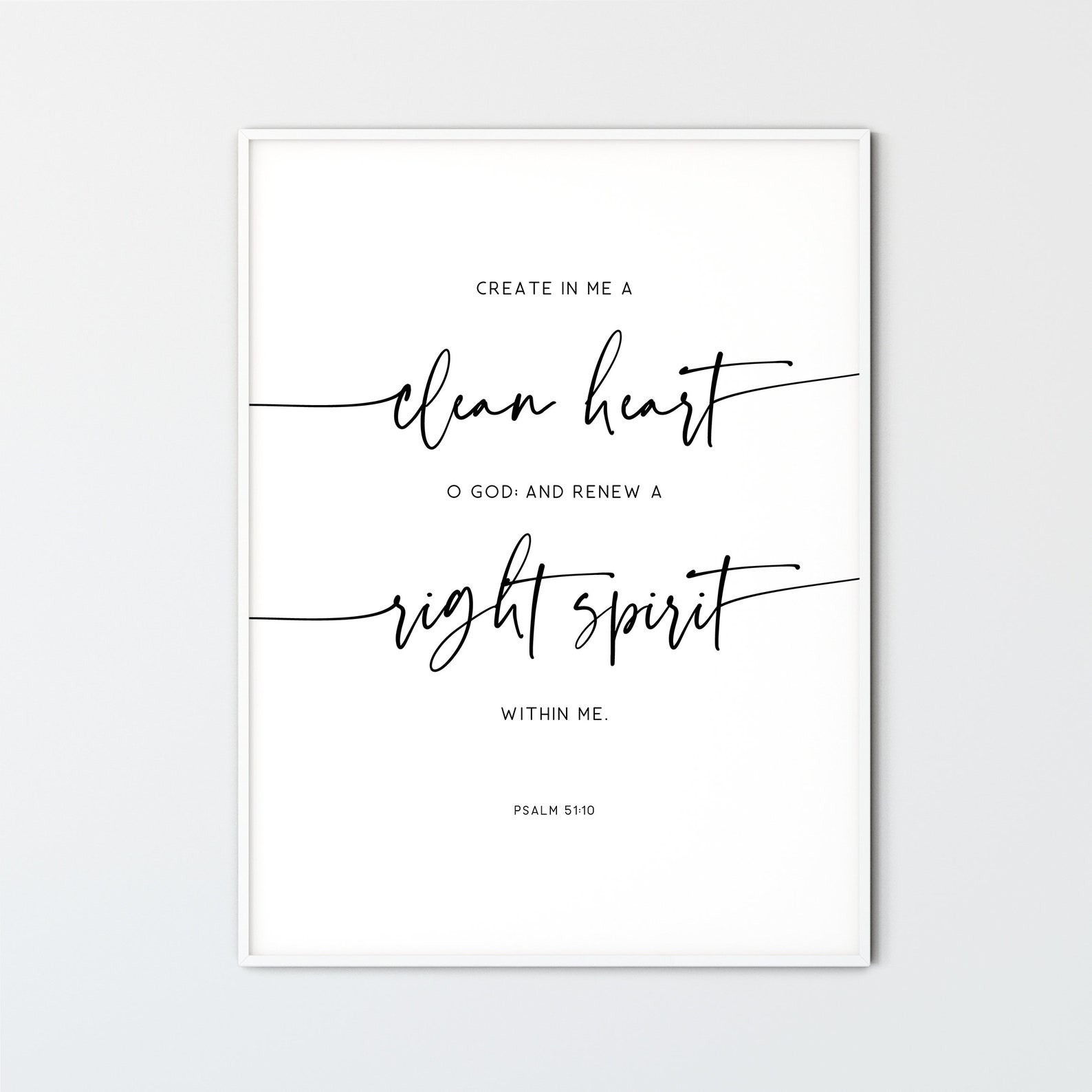 Psalm 51:10 Bible Verse Wall Art Printable Modern Christian - Etsy