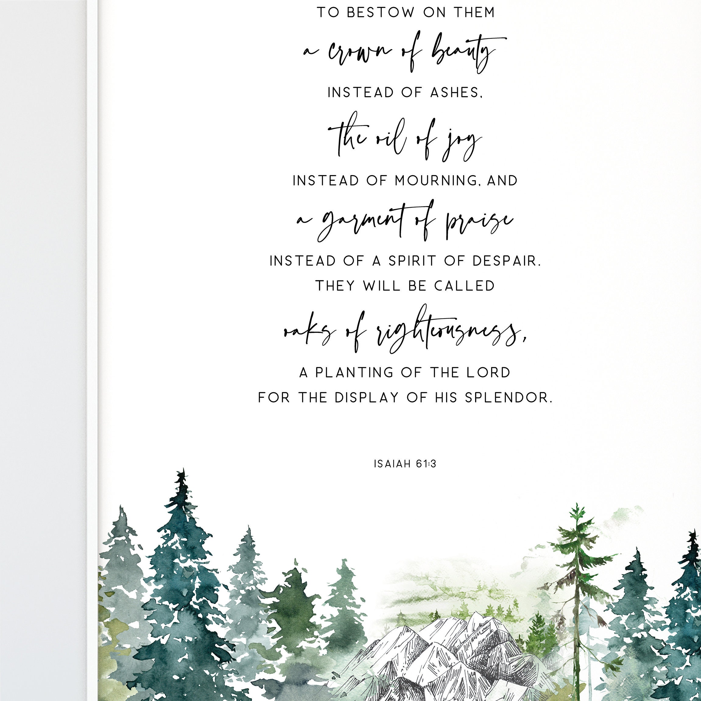 Isaiah 61:3, Christian Printable Bible Verse Wall Art Scripture Print ...