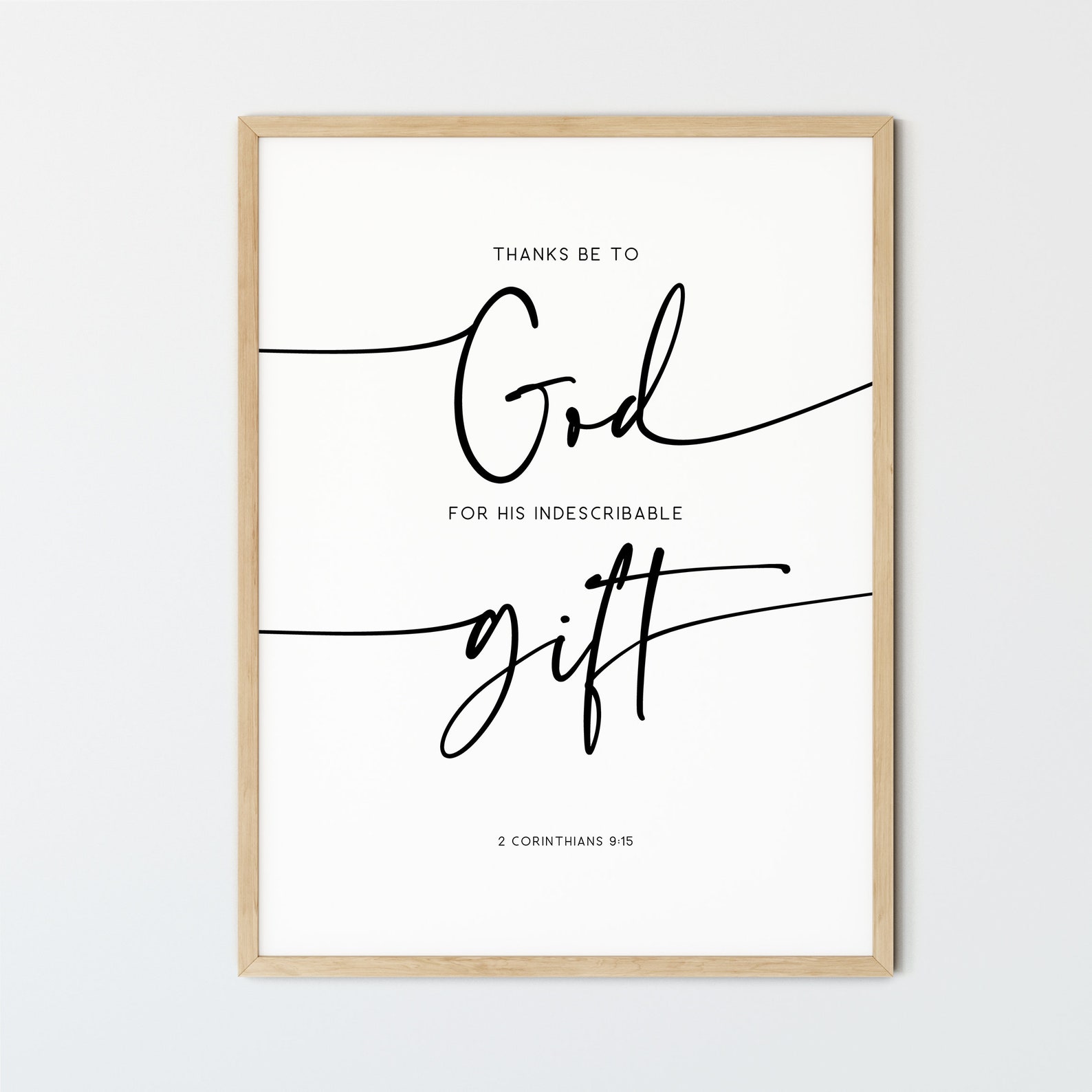 2 Corinthians 9:15 Christmas Bible Verse Wall Art Modern Scripture ...