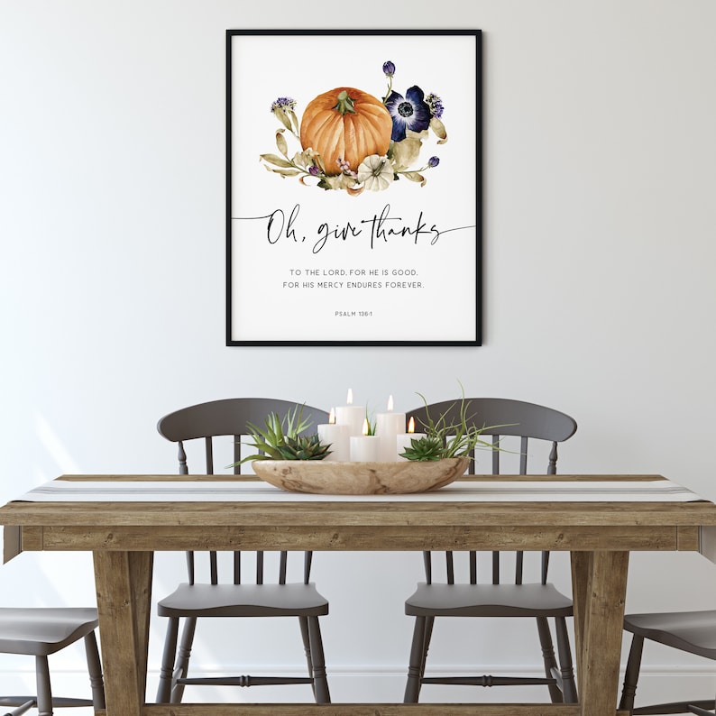 Psalm 136:1, Oh Give Thanks to the Lord, Fall Thanksgiving Bible Verse ...