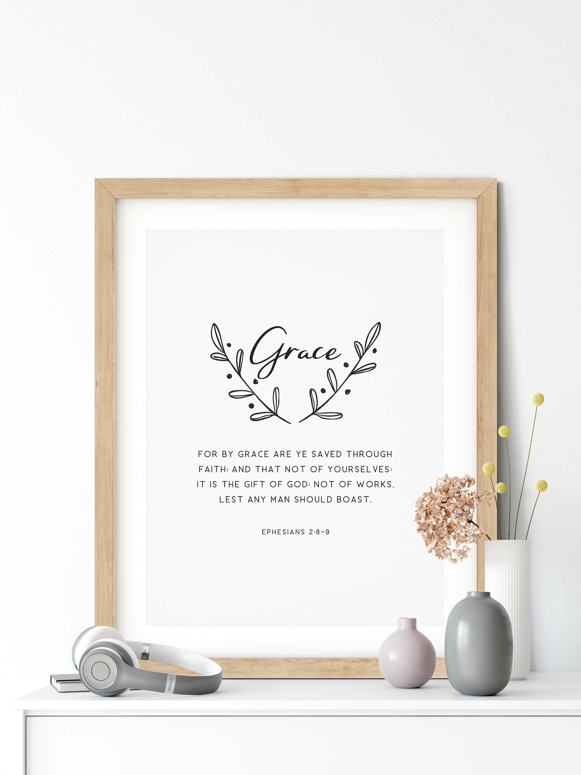 Ephesians 2:8-9 KJV, Bible Verse Wall Art, Modern Christian Art Poster ...