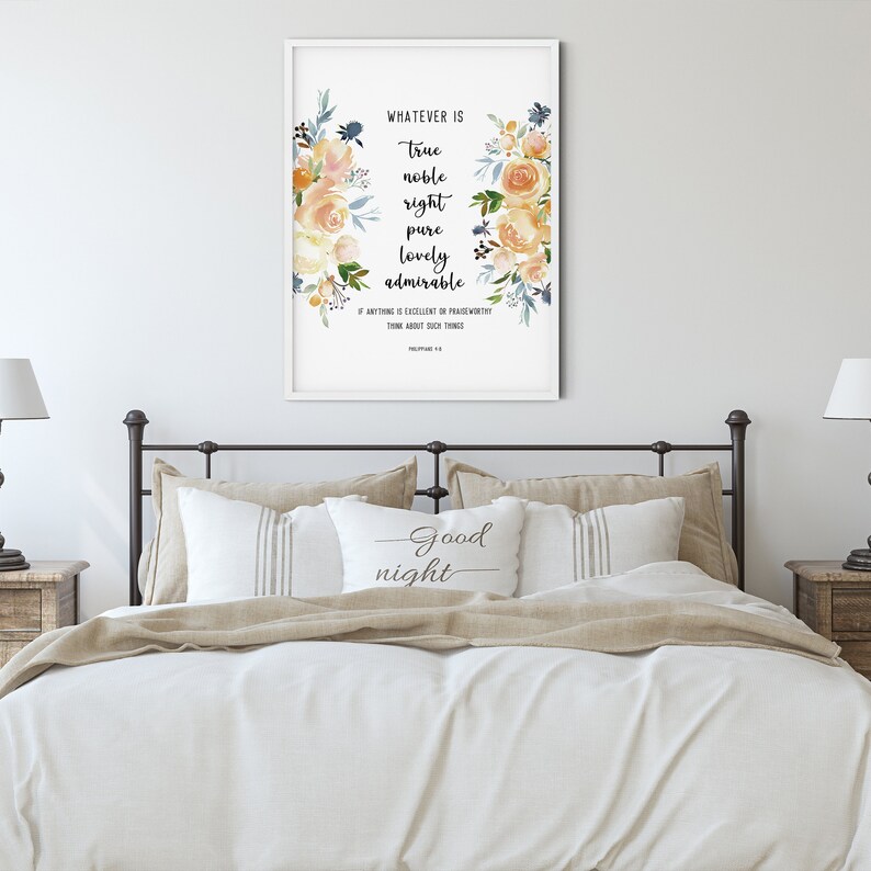 Philippians 4:8 Bible Verse Wall Art Bible Quote Print | Etsy