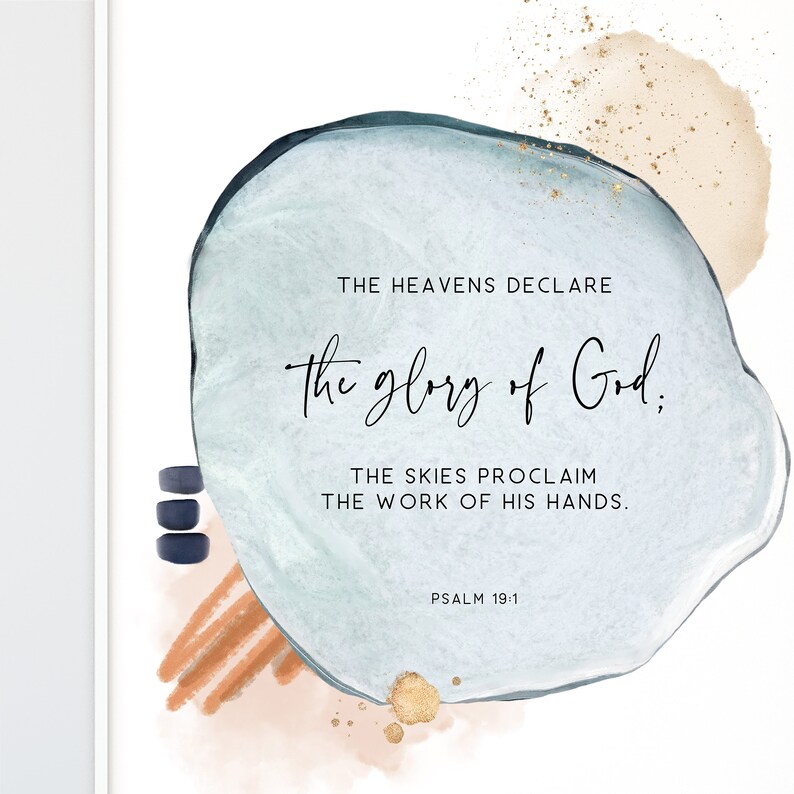 Psalm 19:1, Bible Verse Wall Art Scripture Print Farmhouse Christian ...