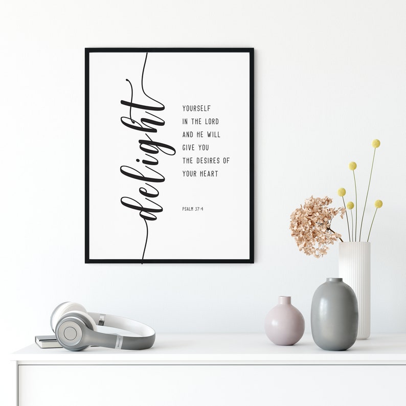Psalm 37:4 Bible Verse Wall Art Printable Bible Quote - Etsy