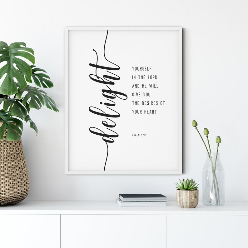 Psalm 37:4 Bible Verse Wall Art Printable Bible Quote - Etsy