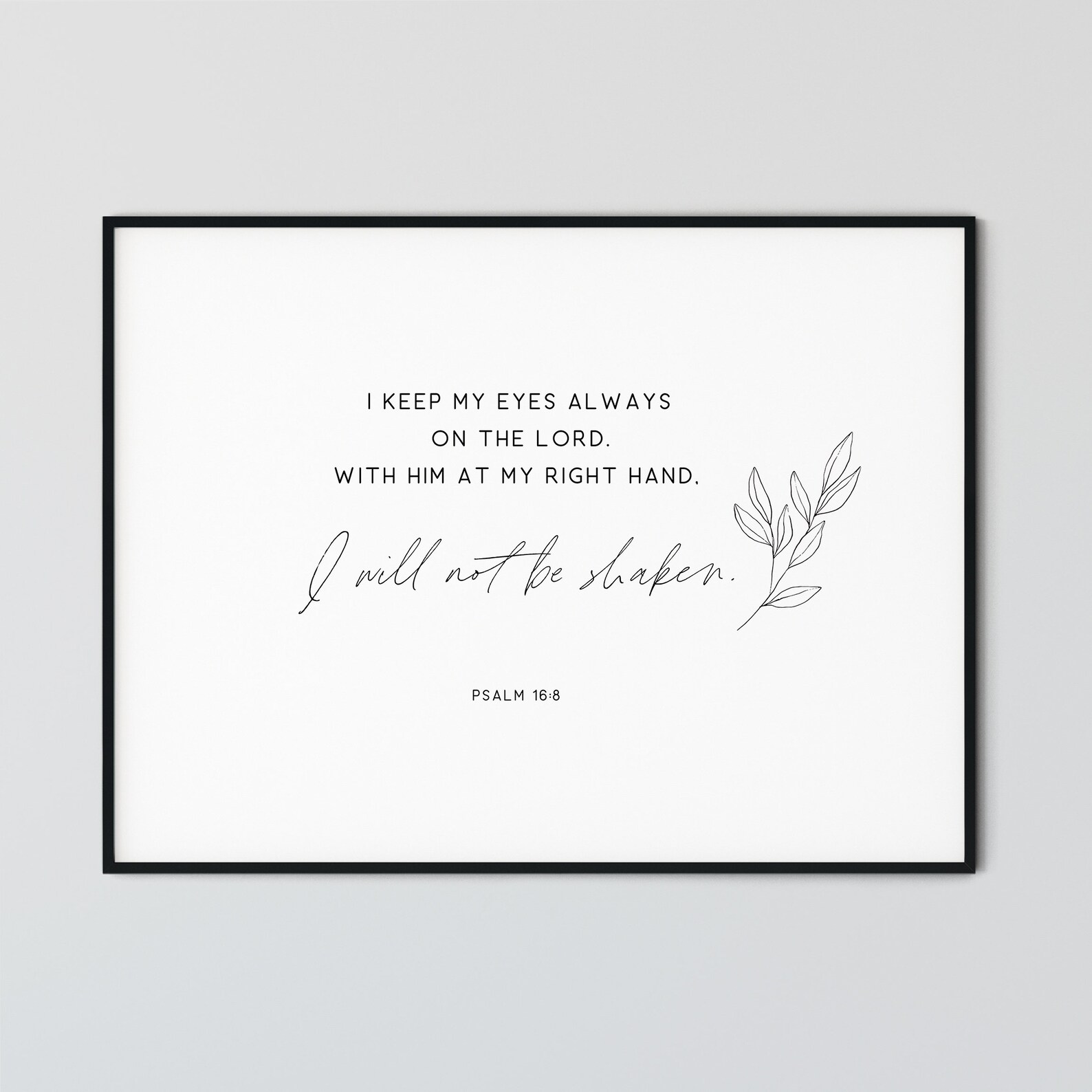 Psalm 16:8 Horizontal Bible Verse Wall Art Modern Scripture - Etsy