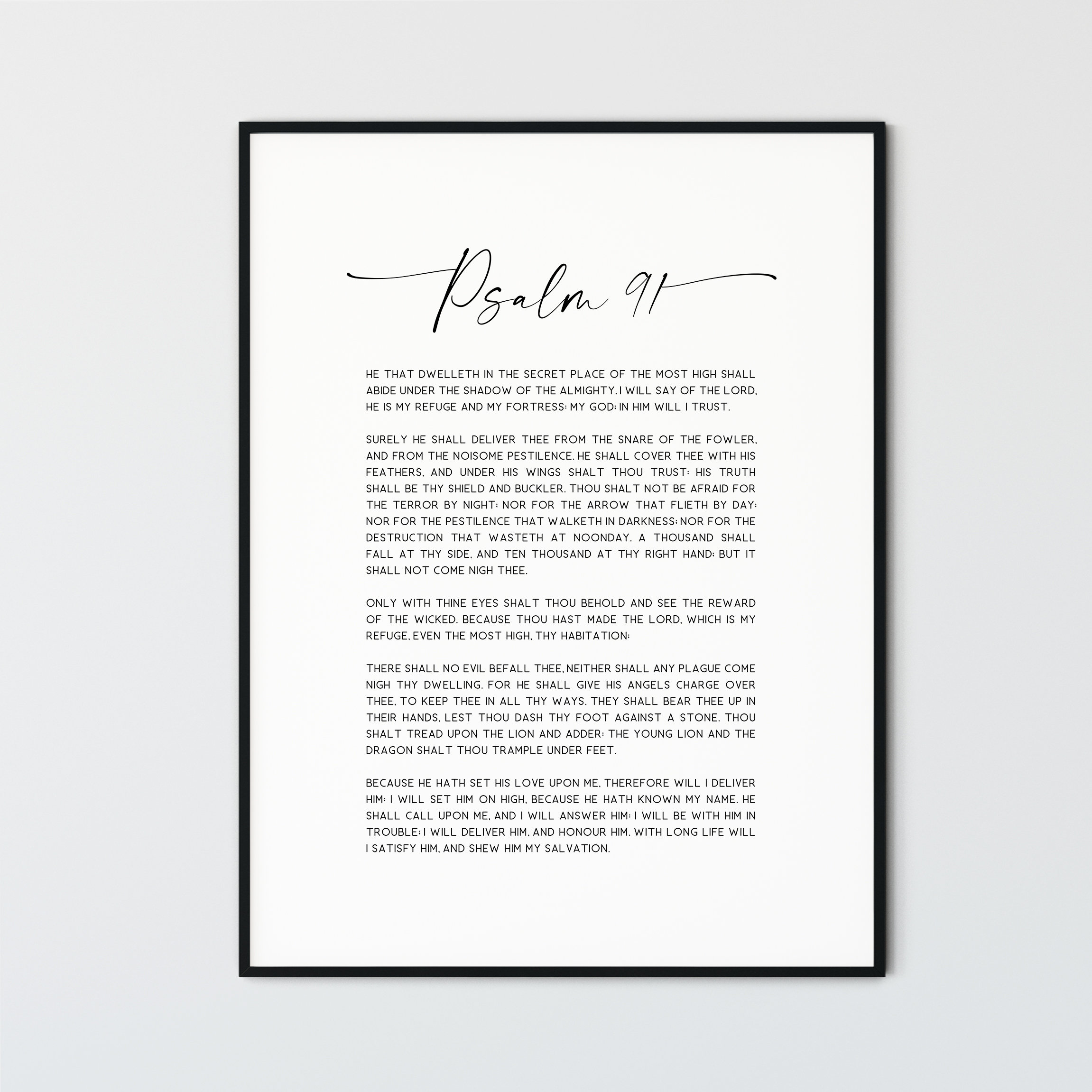 Psalm 91 KJV Bible Verse Wall Art Printable Scripture Prints | Etsy