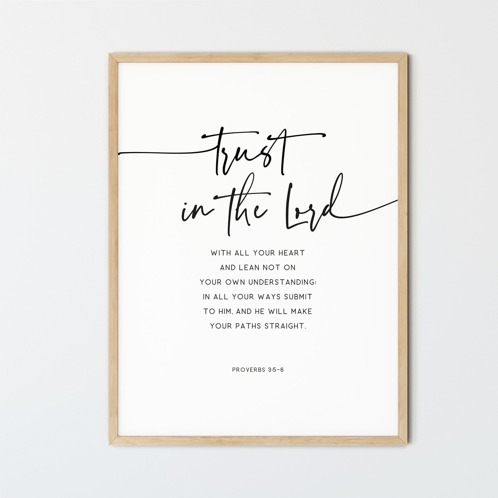 Proverbs 3:5-6 Bible Verse Wall Art Scripture Prints Modern - Etsy